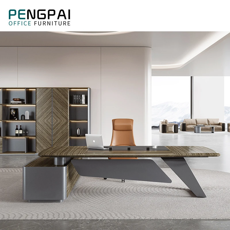 Luxury Office Furniture Wood Panel Executive Table L Shaped Executive ...