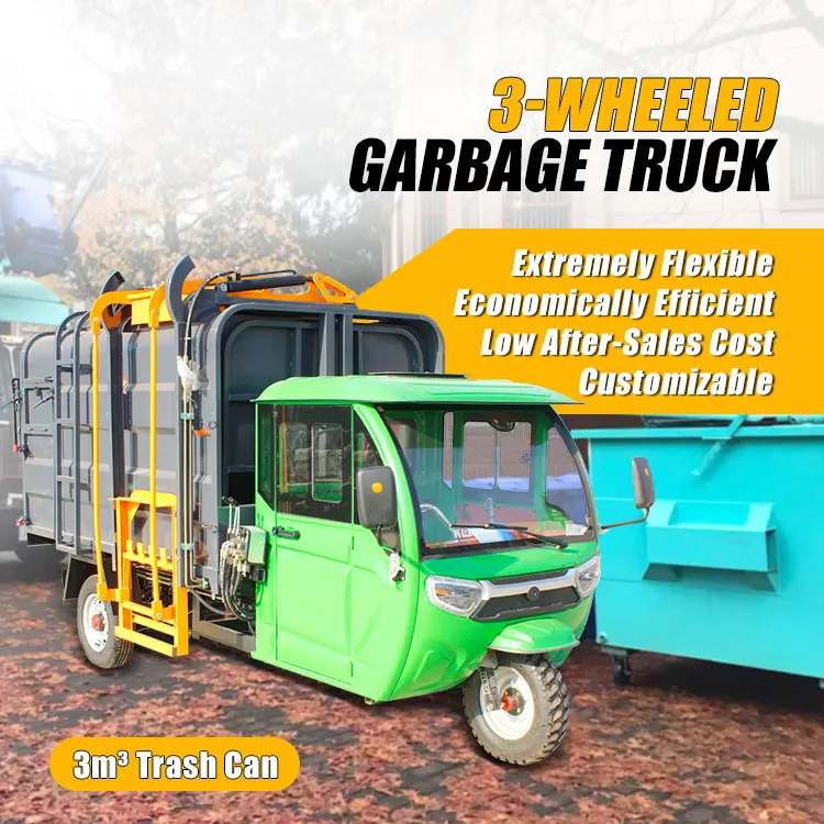 Mini Tricycle Garbage Truck 3CBM Garbage Compression Truck Garbage ...