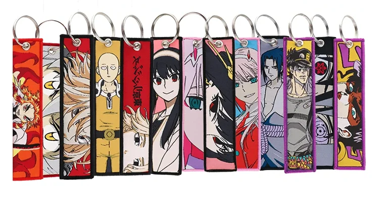 Custom Wholesale Woven Sexy Fabric Cartoon Jet Tag Anime Keytag ...