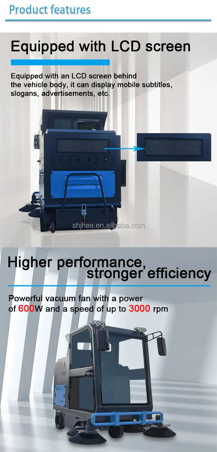 Road Sweeper Machine Sj1900 Electric Floor Sweeper With Fog Cannon ...