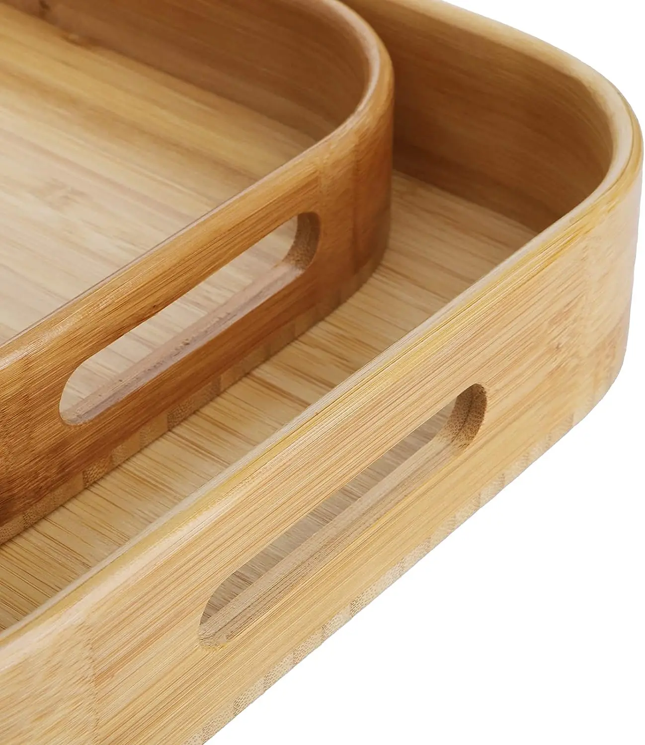 Bamboo Serving Tray Solid Wood Breakfast Tray With Handles Large Bamboo ...
