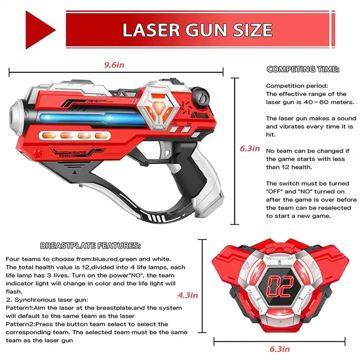 Infrared Laser Gun Toys Led Displays 4 Guns And 4 Vests Set For Kids ...