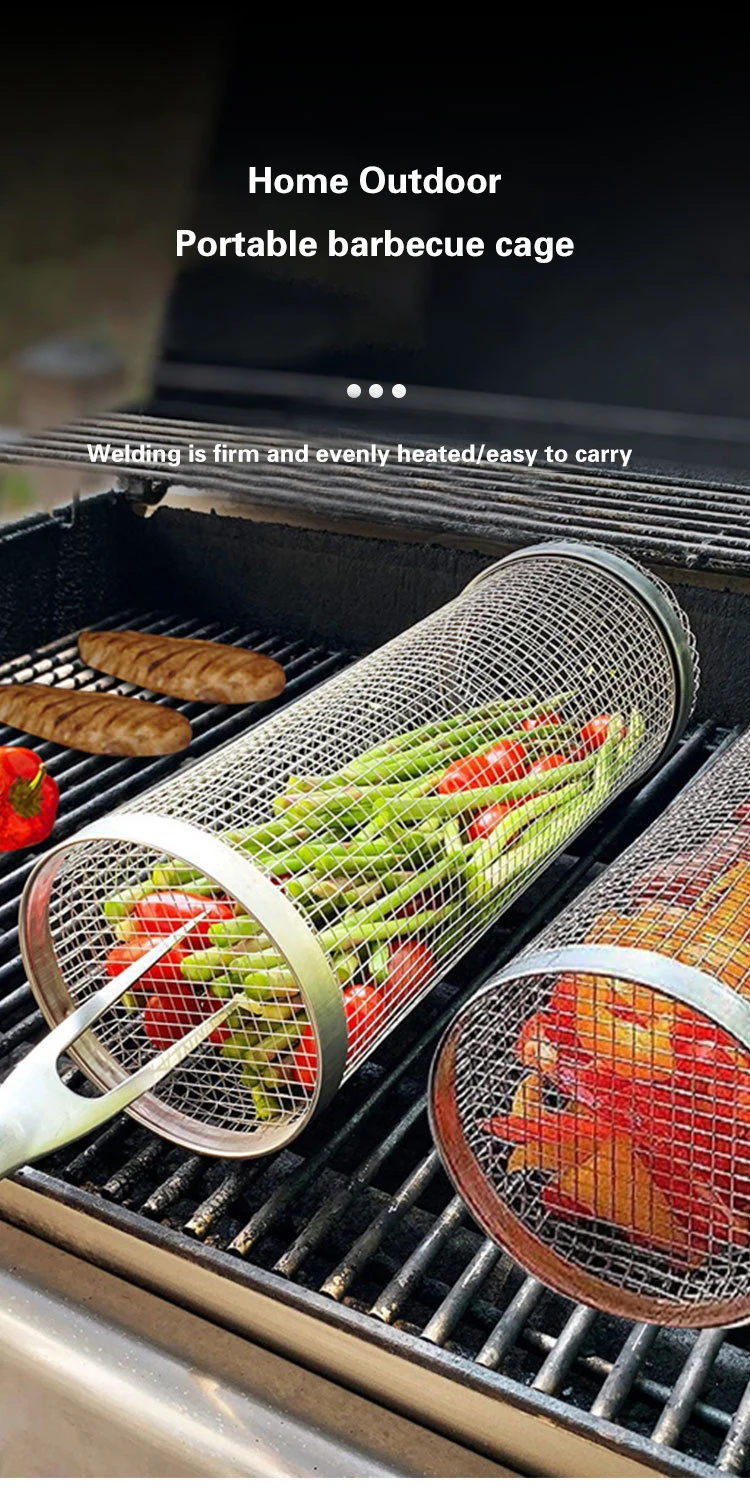 New Cylindrical Rotisserie Kabob Stainless Steel Bbq Accessories ...