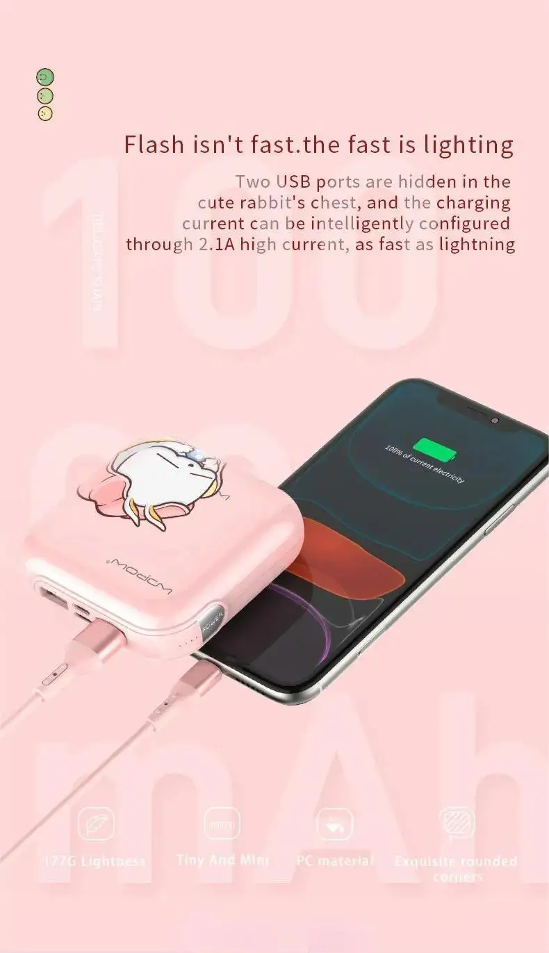 WOPOW R16 Power Bank - 10000mah Portable Charger with Dual USB