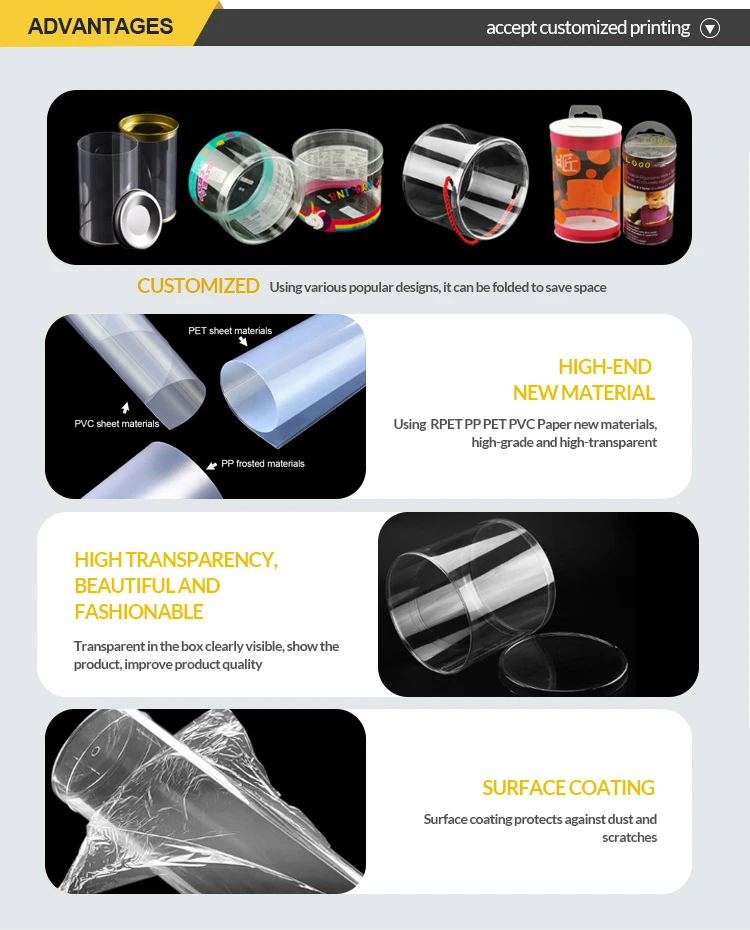 Custom Plastic Cylinder Boxes - Durable & Clear Packaging