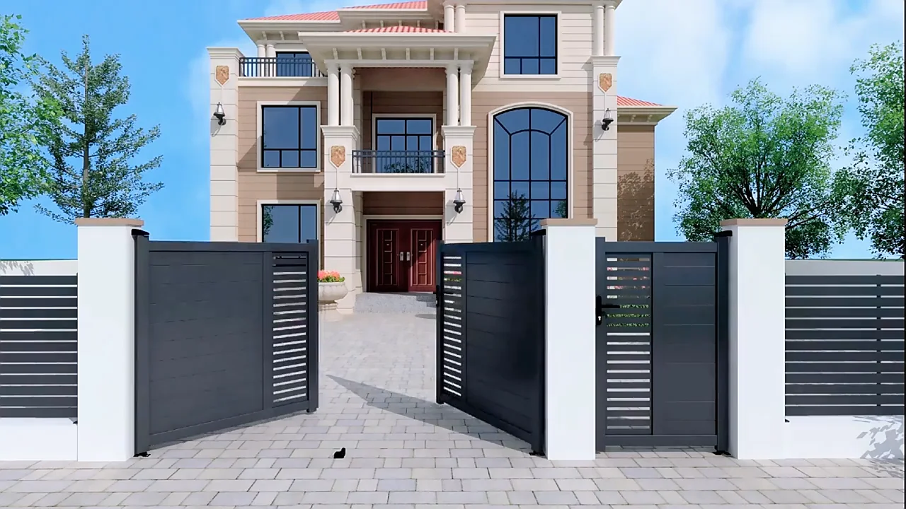 Modern Metal Aluminum Pedestrian Main Front Door Iron Door Design House ...