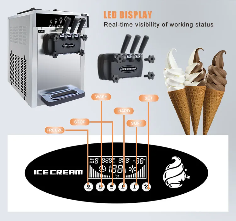 Flavor Commercial Stainless Steel Swirl Freeze Ice Cream Machine 2 ...