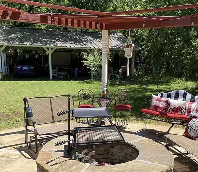 Outdoor Garden Swing Hanging Charcoal Grill Portable Camping Adjustable ...