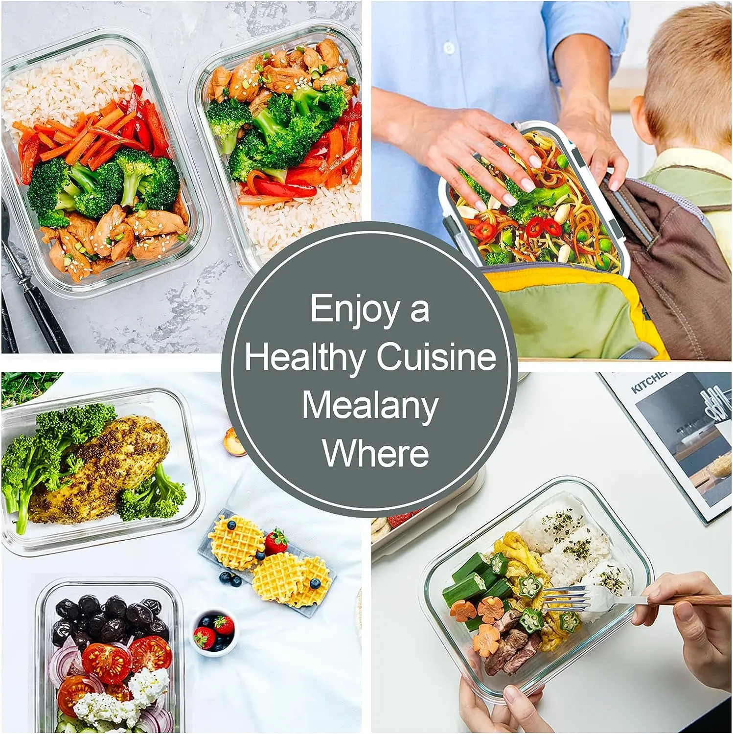 5,10 Pack Glass Food Storage Containers - Leak Proof & Versatile
