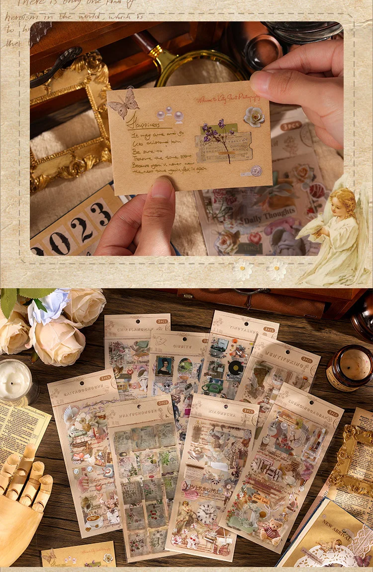 Cute Cartoon Retro Nostalgia Handheld Ledger Sticker