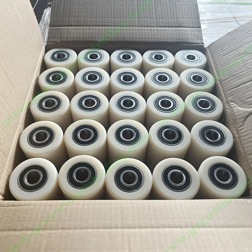 70x 75mm Hand Pallet Truck Steer Wheels White Mc Nylon Steering Wheels ...