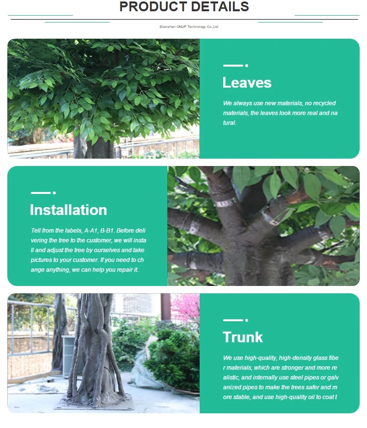 Custom 4m 5m Artificial Green Big Banyan Trees Faux Golden Leaf Ficus ...