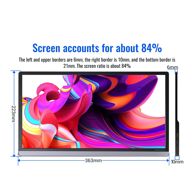 Custom 15.6 Inch Portable LED Monitor 60Hz HD Computer Display With IPS ...