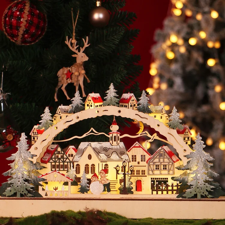 Christmas LED Light Arch - Old Town Winter Laser Cut Scene
