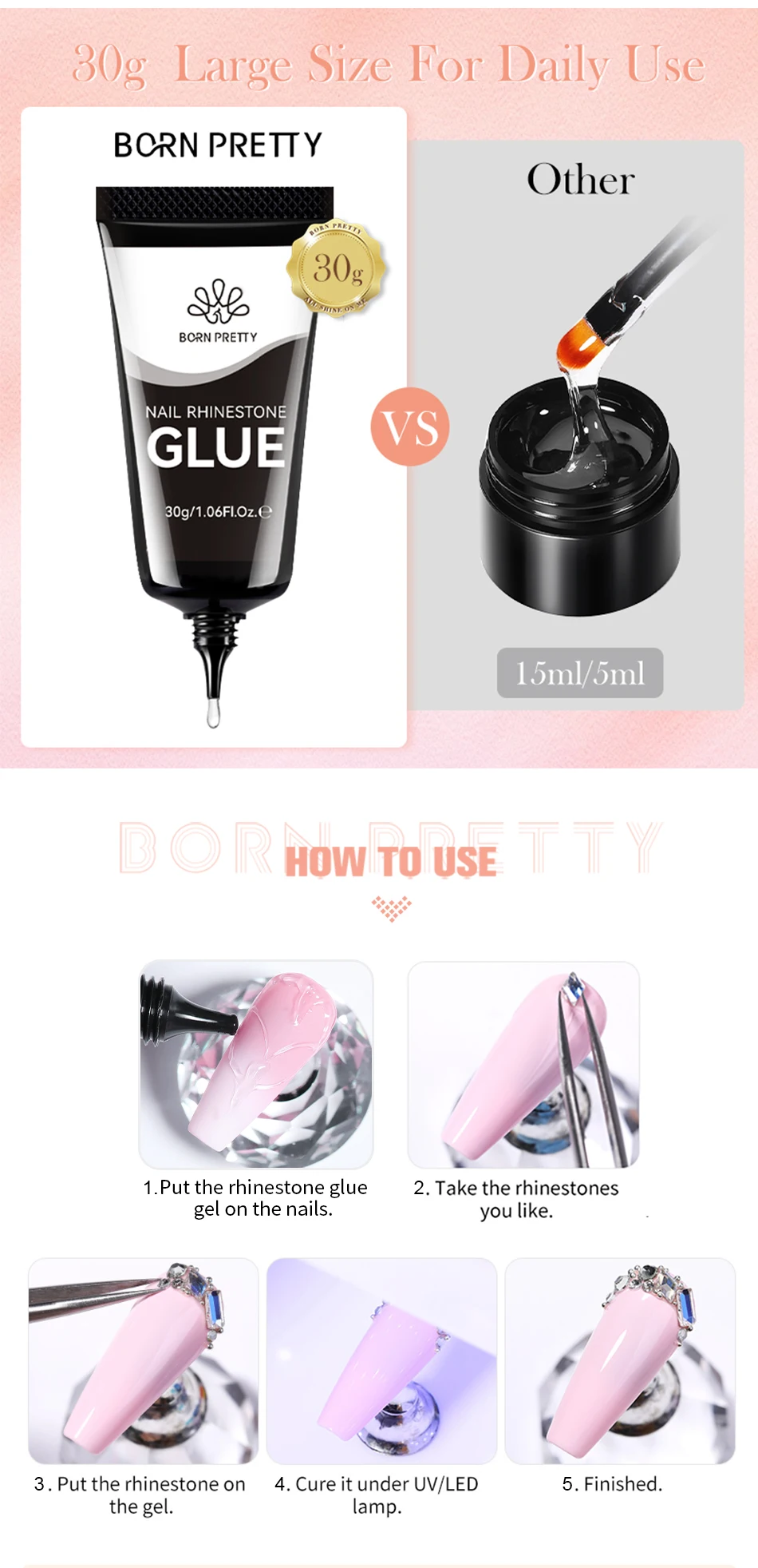 BORN PRETTY Professional Super Strong Gem Nail Glue