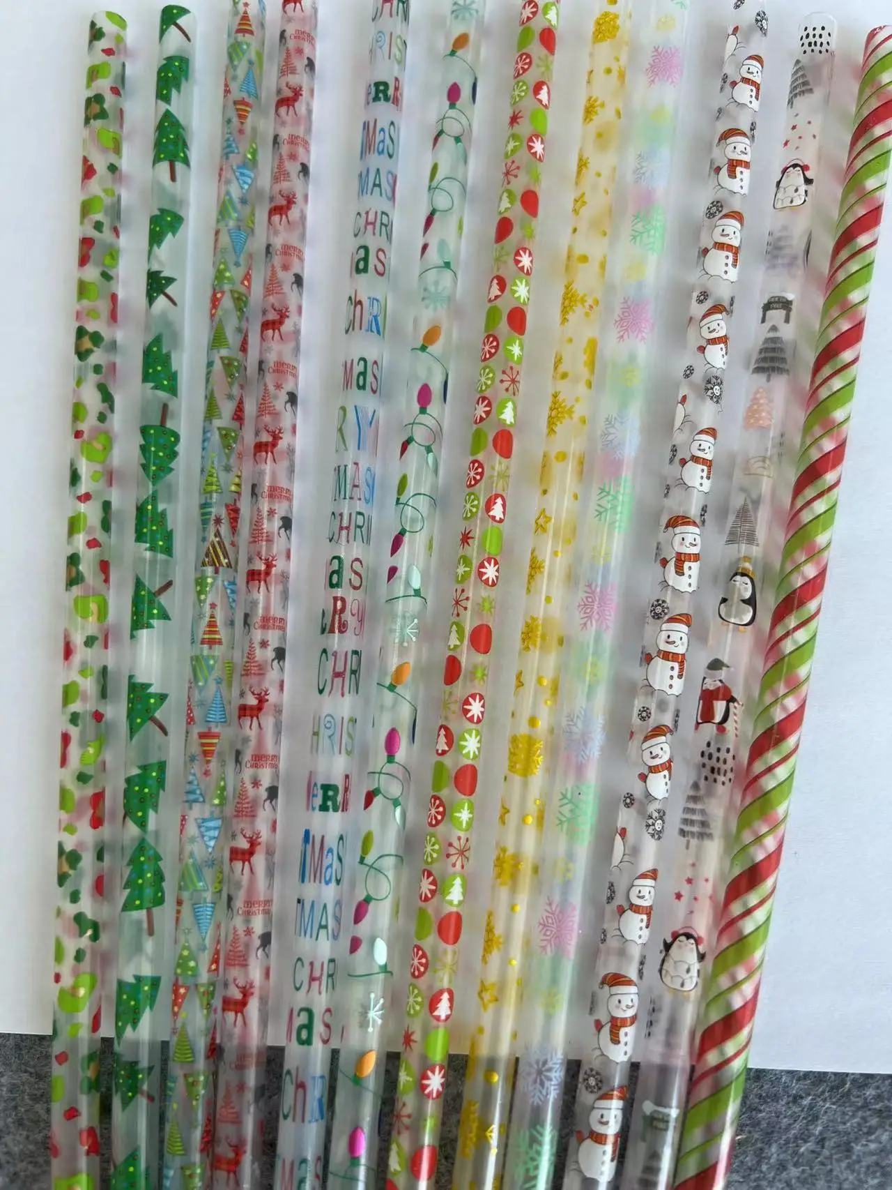 2022 New Style Printed Christmas Straws,Reusable Plastic Drinking ...