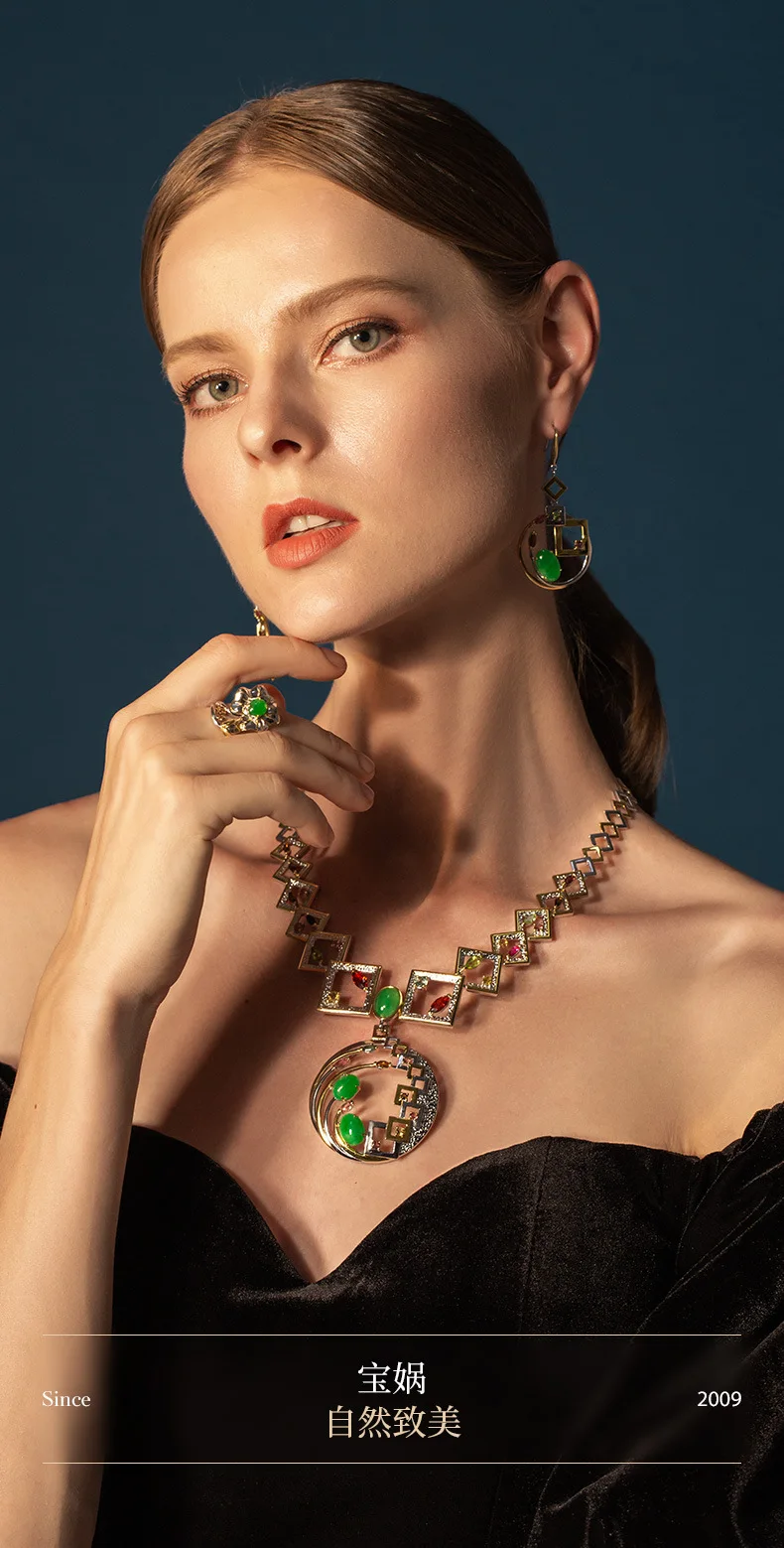 Carline Women Handmade Original Design Jade Tourmaline 925 Silver 18k ...