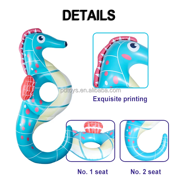 New Design Seahorses Inflatable Swim Ring with Backrest Inflatable Tube ...