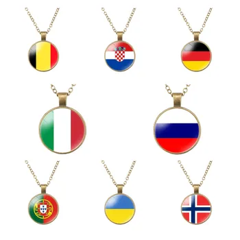 287 Countries National Country Flag Design Glass Dome Cabochon Pendant ...