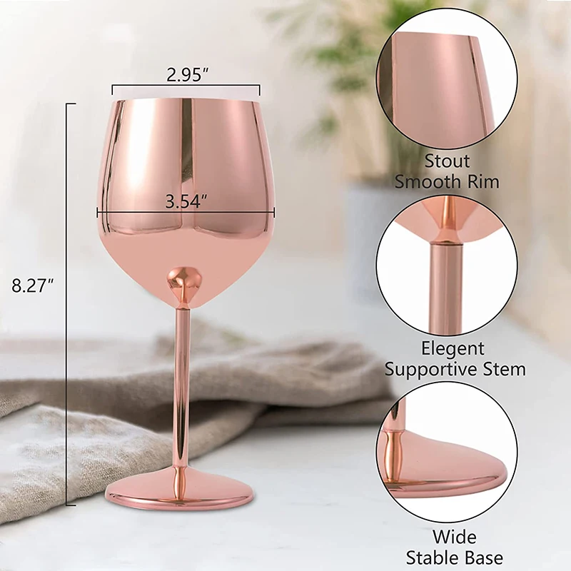Stainless Steel Wine Glasses Cute Unbreakable Bar Tumbler Goblet For ...