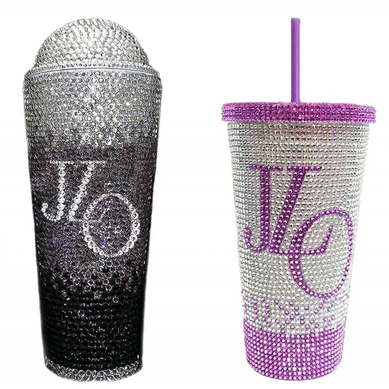 17oz Studded Bling Diamond Tumbler Glitter Coffee Mug Rhinestone Bottle ...