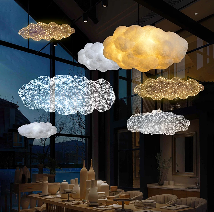 Creative White Floating Clouds Shape Chandeliers