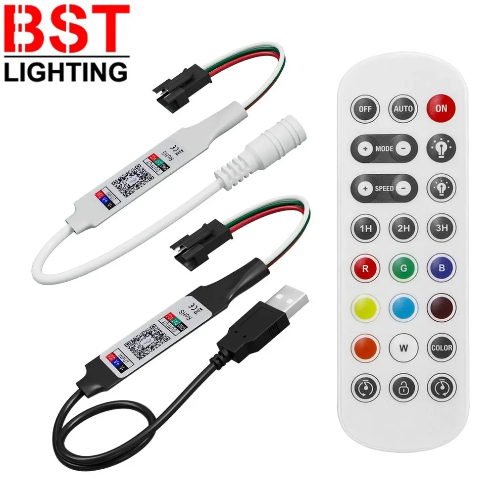 USB DC WS2811 WS2812B Smart RGBIC LED Controller 2.4G 24Keys Remote ...