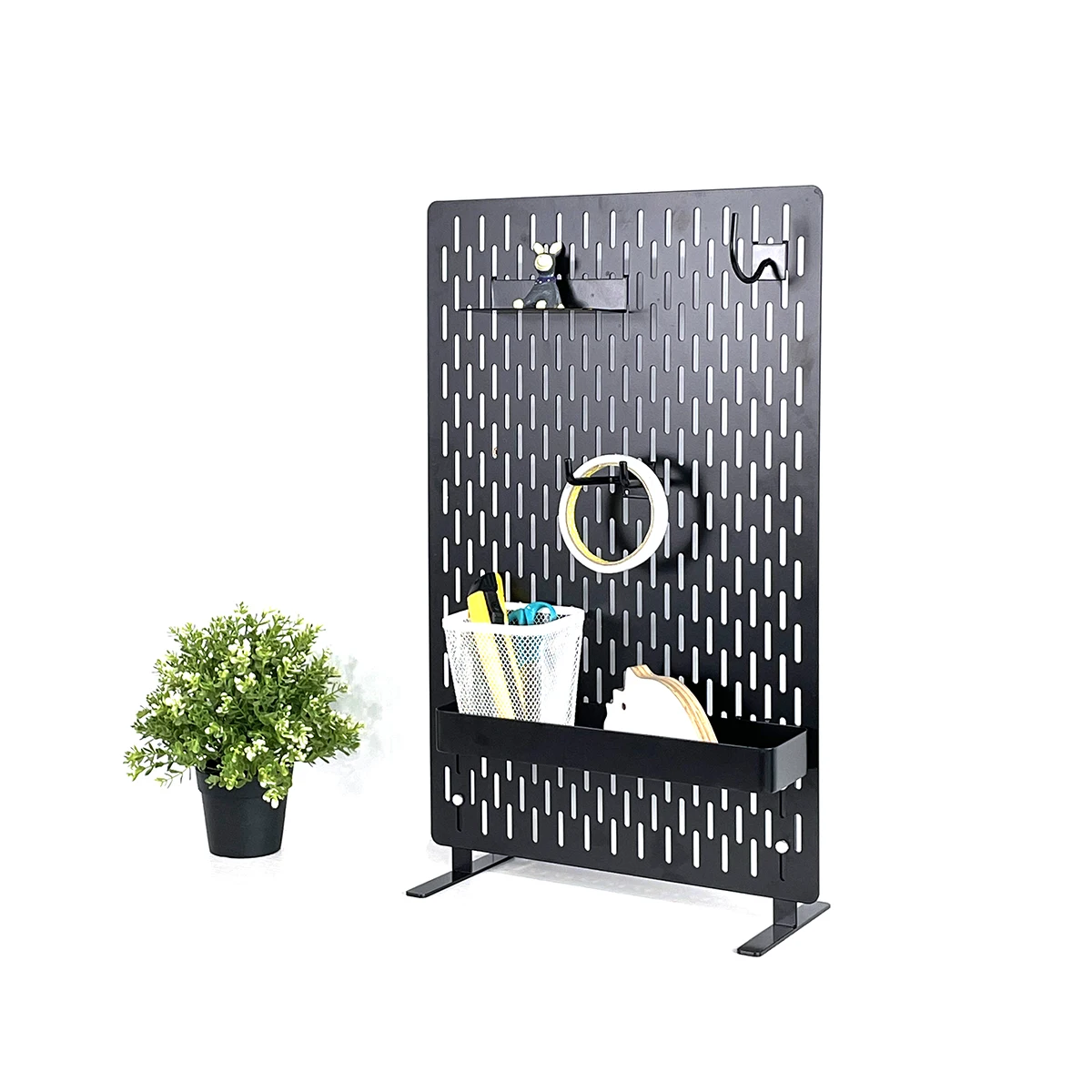 Metal Peg Board Gaming Organizer Pegboard Shelf With Hooks Black White ...
