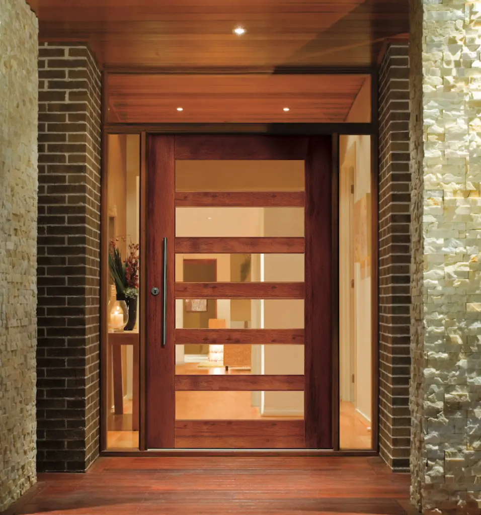 Vertical Line Design Oak Wood Pivot Doors Modern Entry Wooden Door ...