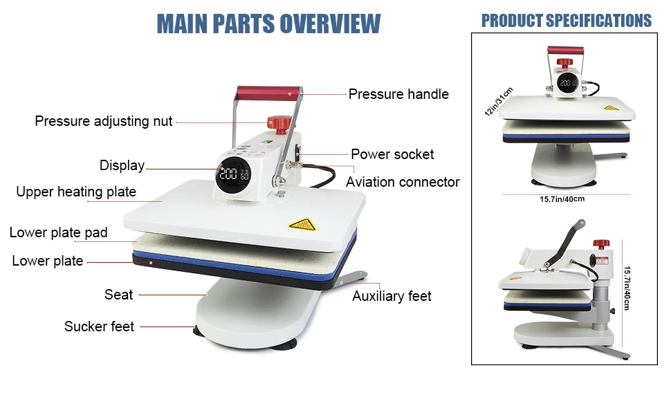 Freesub 8 In 1 Heat Press Sublimation Machines 12x15 Inch 360 Degree Swing Away Tshirt Pressing ...