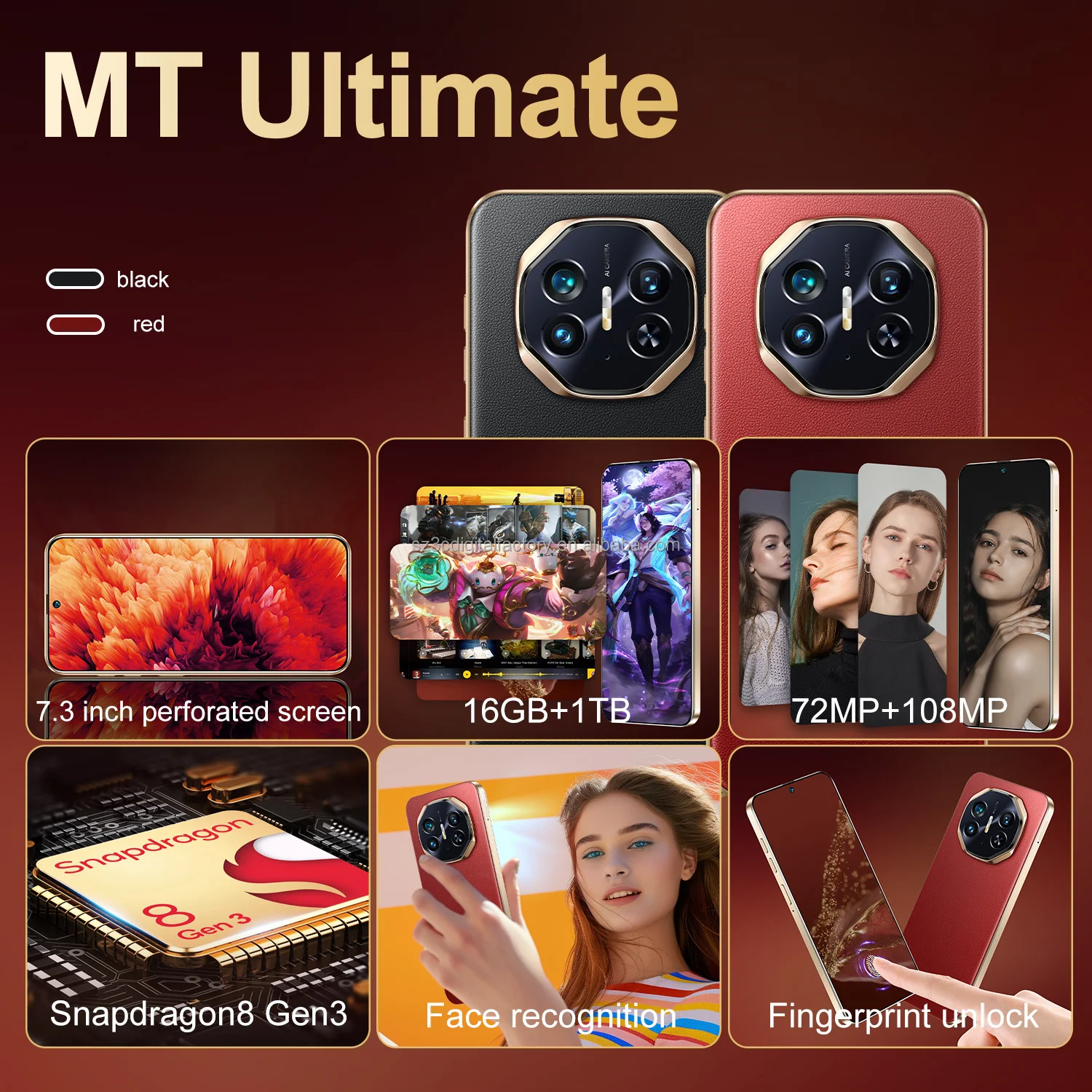 Deca Core Processor MT Ultimate 7.3 Inch 2K Screen 5G Smartphone 48 ...