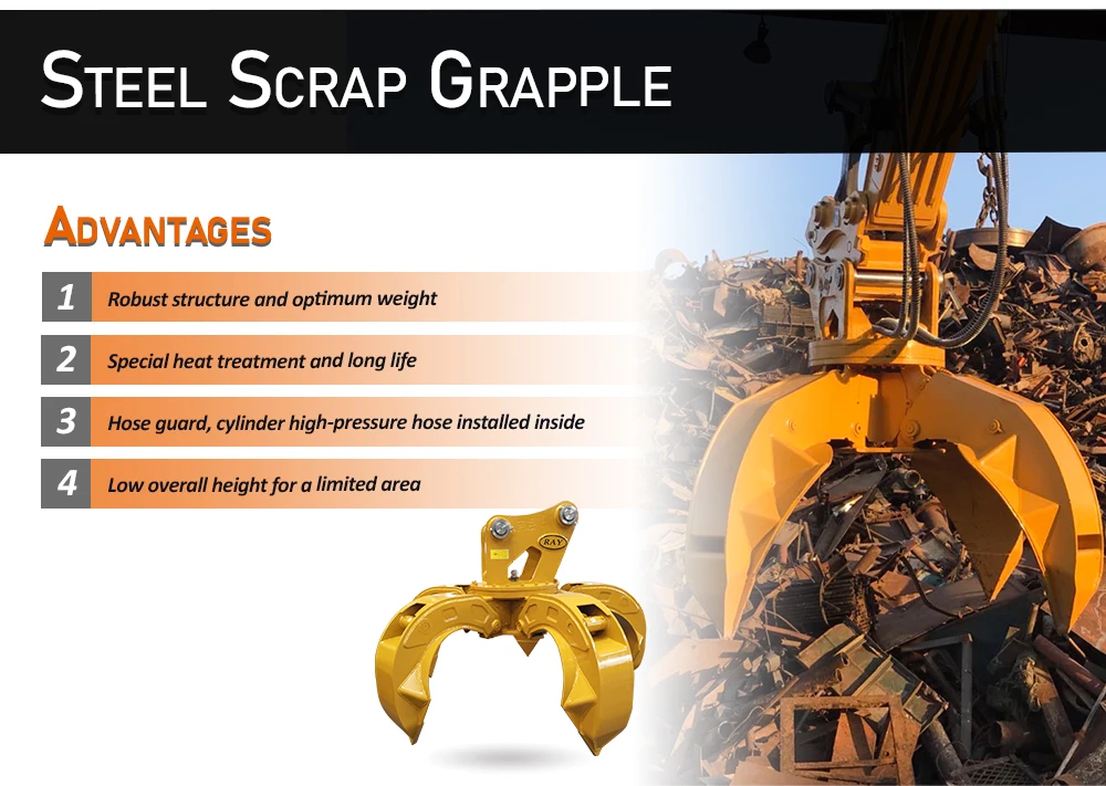 Excavator Attachments - Efficient Log Grab & Demolition Tools