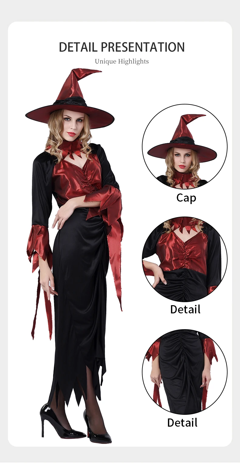 Halloween Witch Costume Adult Role Play Red Witch Dress Role Play ...