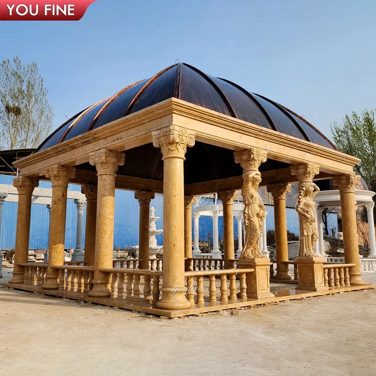 Elegant Marble Gazebo - Rectangle Garden Greek Style