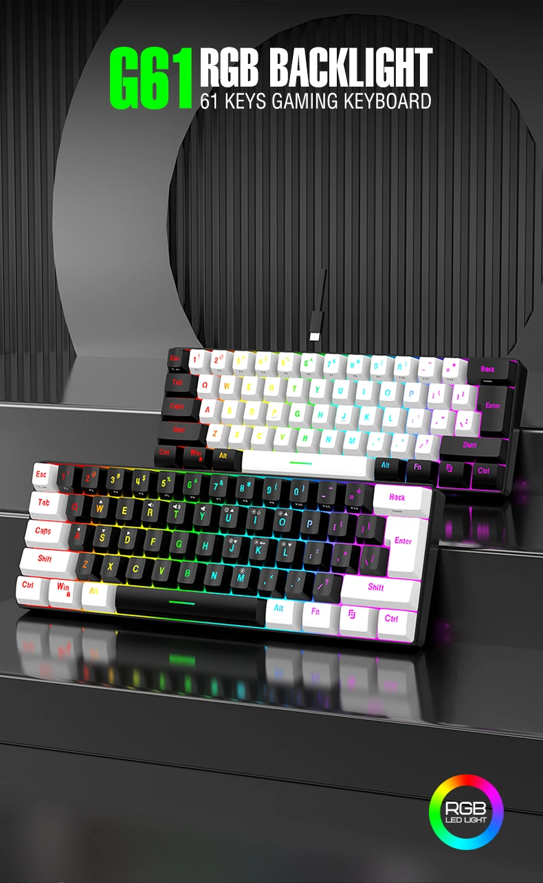 61 Keys RGB Backlit Mechanical Gaming Keyboard - Wired OEM