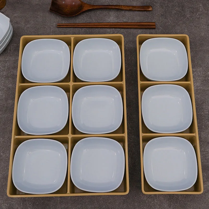 Melamine Korean style grid tray snack kimchi plate commercial Jiugong ...