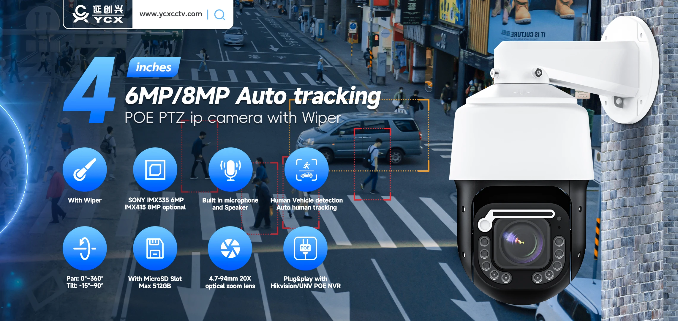 Ultra Hd 4k Active Deterrence Outdoor 8mp Poe Ip Ptz Camera Speed Dome ...