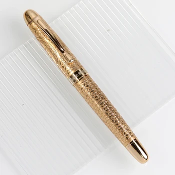 Luxury Golden Fountain Pen Etched Special Pattern Gold Metal Fountain ...