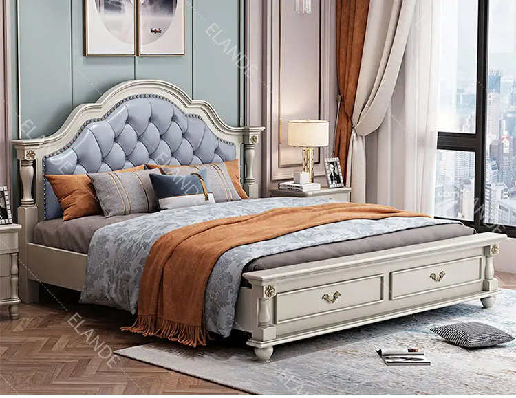 Shop Our American Style Solid Wood Bed, Leather Double Bed