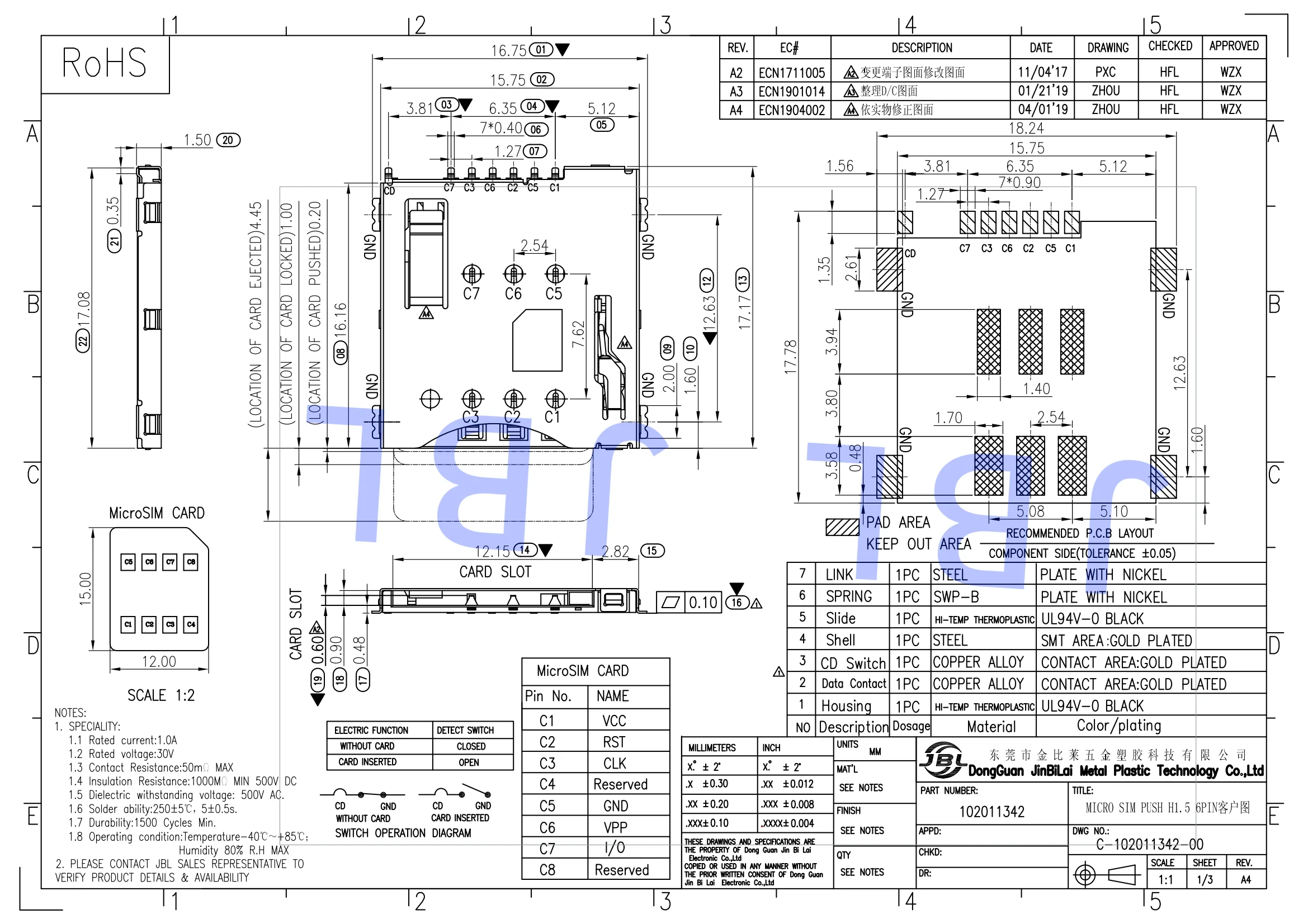 JBL-MS001 Anti-reverse-plug micro sim anti-stick seat self-priming 8p ...