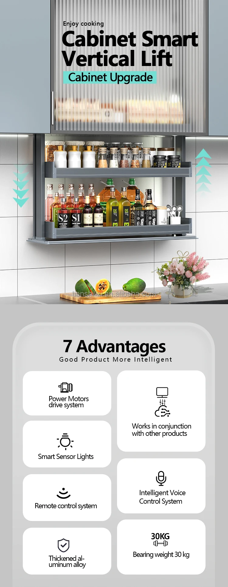 Customized Smart Lift Kitchen Cabinet Design - Modern Multifunctional ...