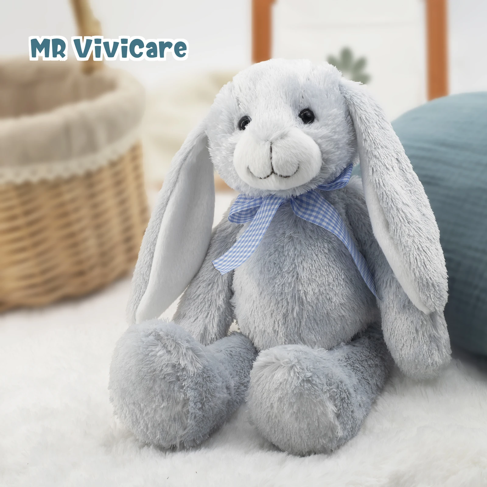 Mr Vivicare Toys Plush Gray Bunny Rabbit Stuffed Animal Soft Cuddly For ...