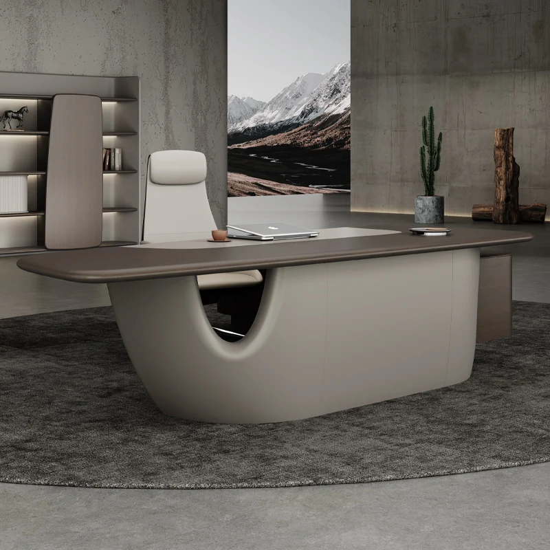 Minimalist Modern Luxury Wooden Panel Boss Workstation Desk Custom-Made ...