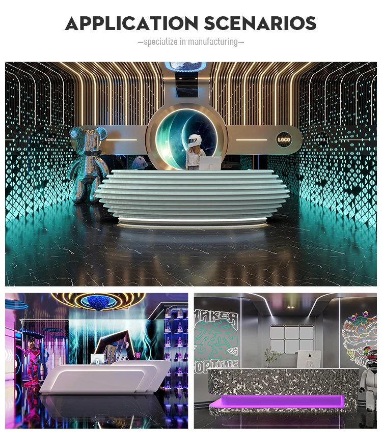 Marble Look Reception Table Gloss White Front Reception Counter Desk ...