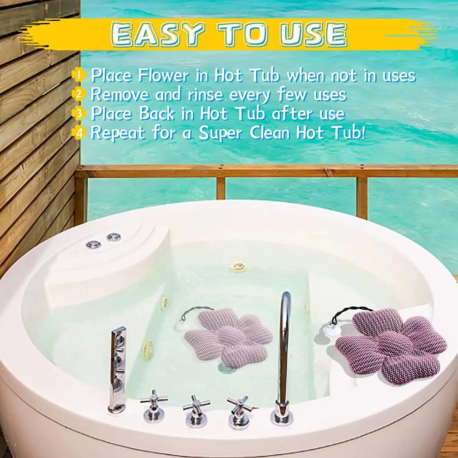 Flower Reusable Hot Tub Scum Absorber Oil Filter Water Absorbing Sponge ...