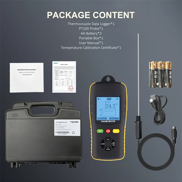 Handheld Temperature Data Logger Industrial Usage High Accuracy PTD601 ...