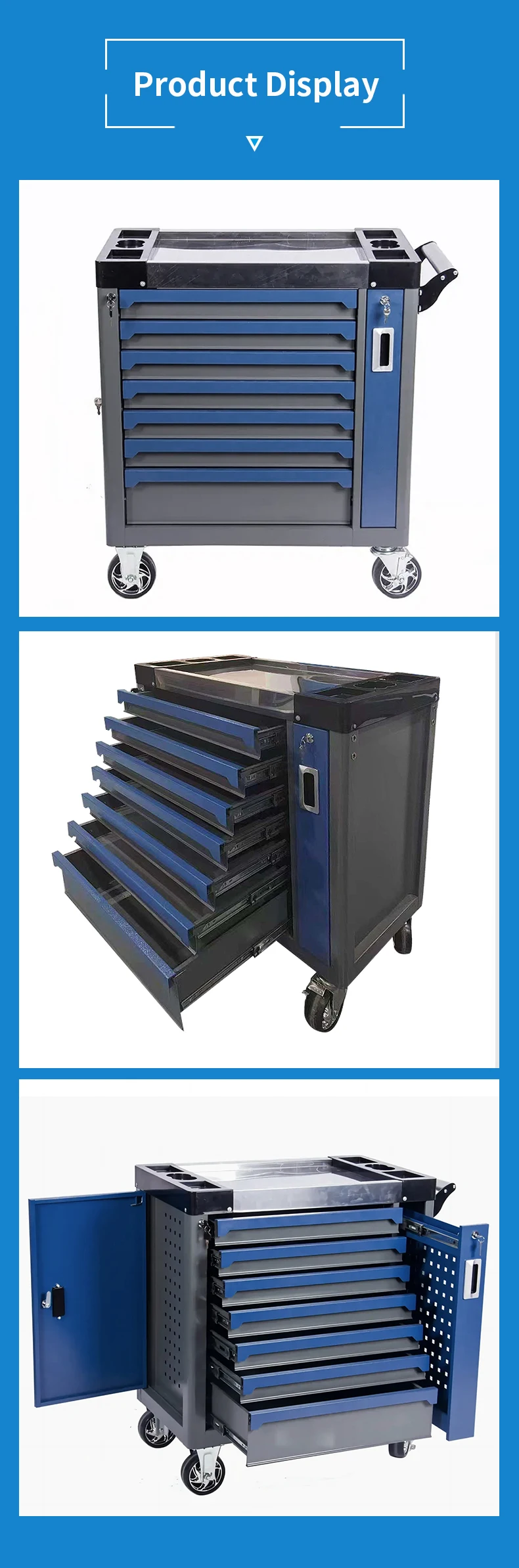 7 Drawer Tool Cart - Heavy Duty Stainless Steel Trolley