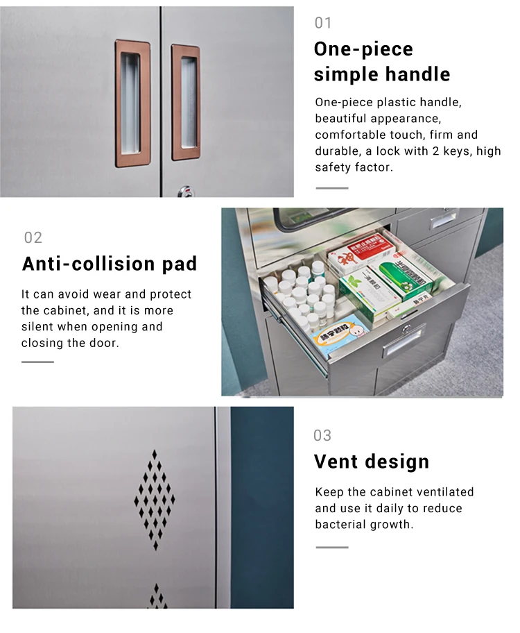 Stainless Steel File Cabinet Glass Medical Hospital Instrument Cupboard ...