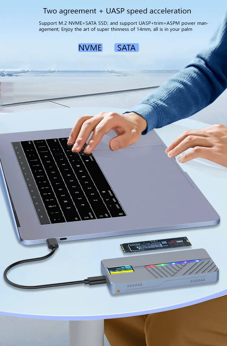 Dual Protocol Nvme Enclosure For External M2 Solid State Drive Usb3.1 ...