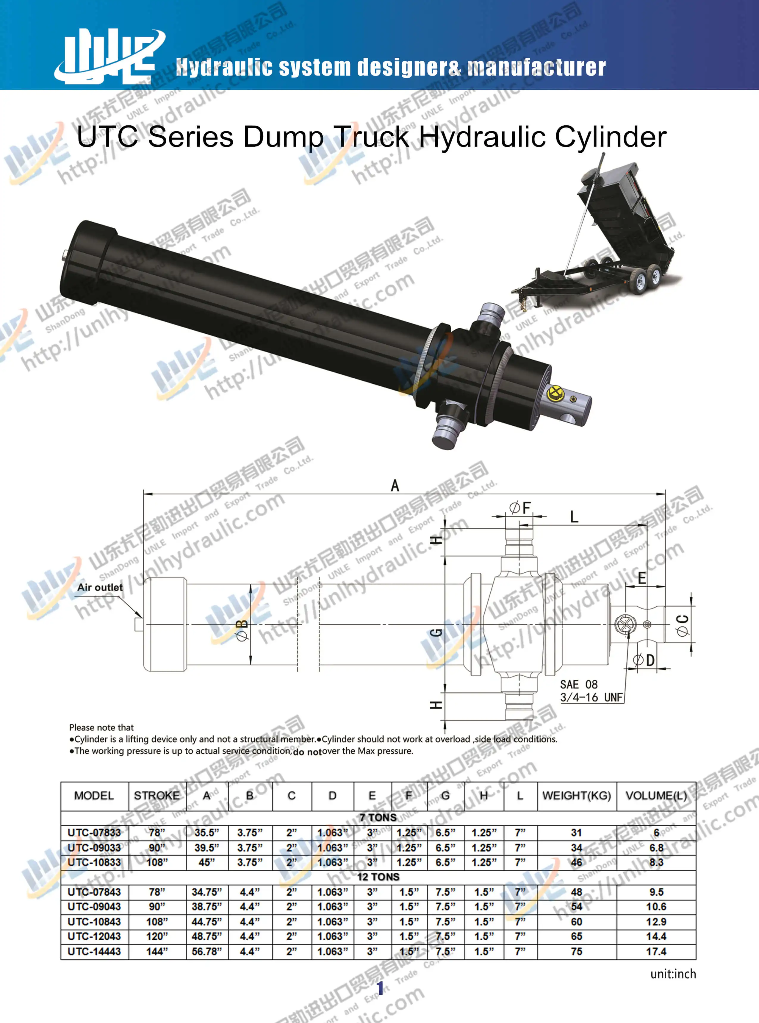 Truck Unloading System Hydraulic Cylinder Inverted Telescopic Multi ...